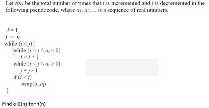 Solved Let t(n) be the total number of times that i is | Chegg.com
