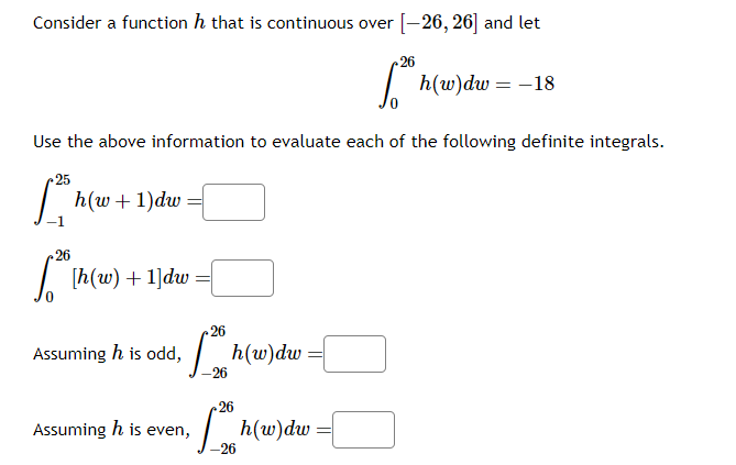 Solved Consider a function h that is continuous over | Chegg.com