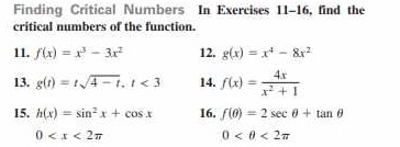 Solved Finding Critical Numbers ,find thecritical numbers of | Chegg.com