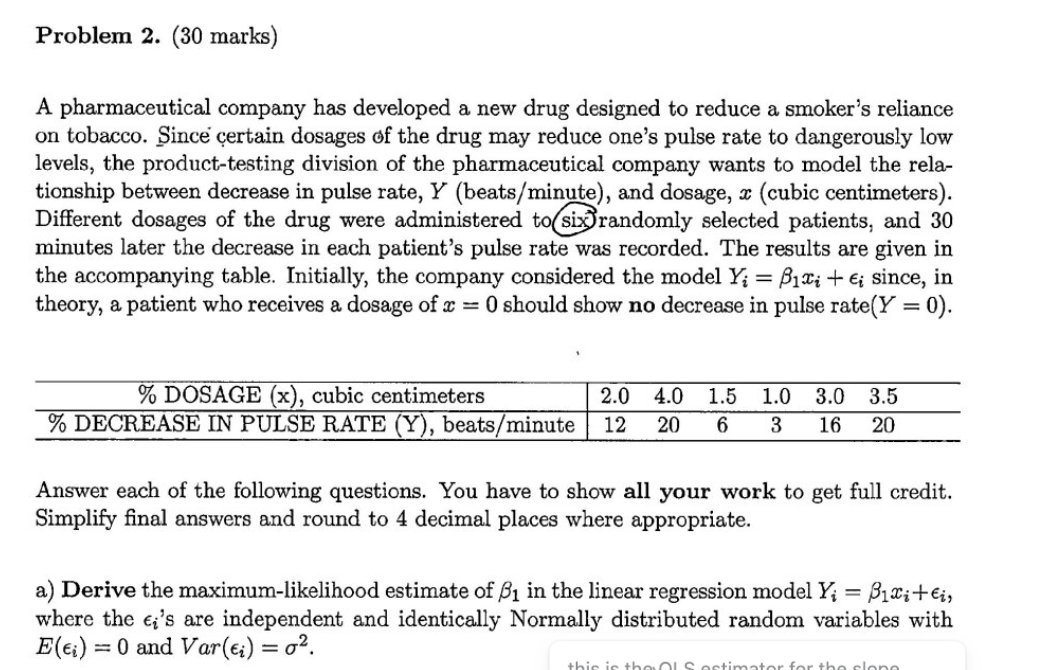Solved Problem 2. (30 ﻿marks)A pharmaceutical company has | Chegg.com