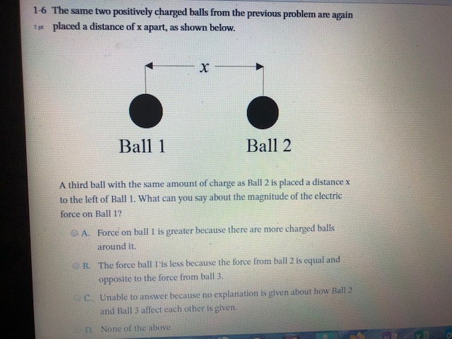1-6 The same two positively charged balls from the | Chegg.com