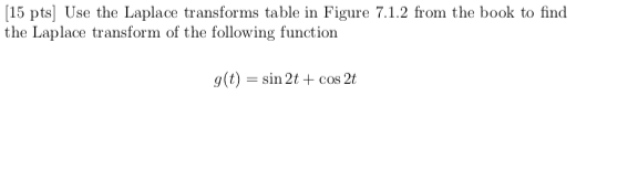Solved (15 pts) Use the Laplace transforms table in Figure | Chegg.com