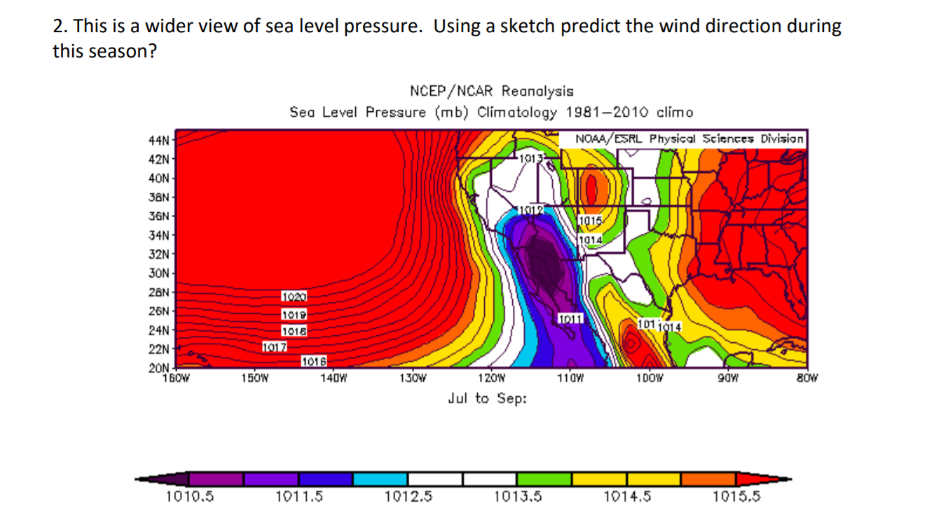 Solved 2. This is a wider view of sea level pressure. Using | Chegg.com