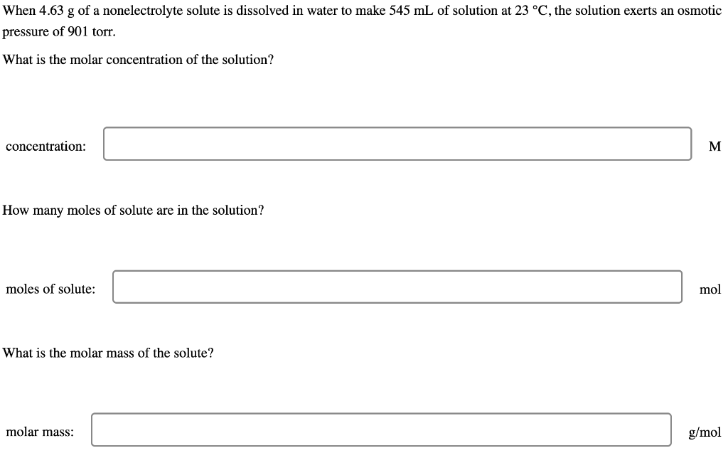 Solved When 4.63 g of a nonelectrolyte solute is dissolved | Chegg.com