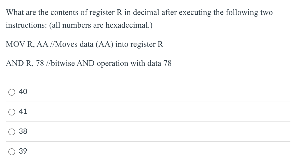 Solved What are the contents of register R in decimal after | Chegg.com