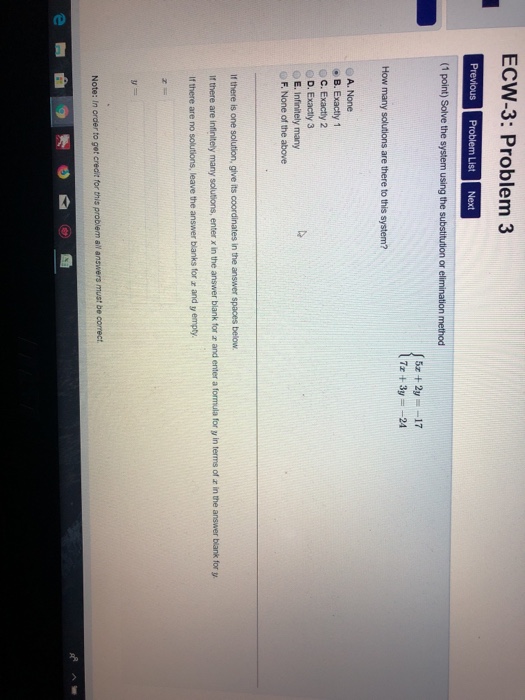 Solved ECW-3: Problem 3 Previous Problem ListNext (1 point) | Chegg.com