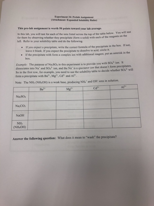 Experiment 34: Prelab Assignment (Attachment: | Chegg.com