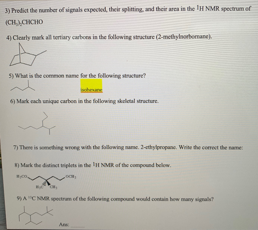 Solved 3) Predict the number of signals expected, their | Chegg.com
