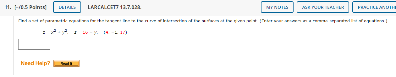 Solved 11. [-70.5 Points] DETAILS LARCALCET7 13.7.028. MY | Chegg.com