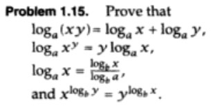 Solved Problem 1.15. Prove that loga (xy)- loga x +loga y. | Chegg.com