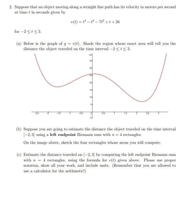 Solved 2 Suppose That An Object Moving Along A Straight