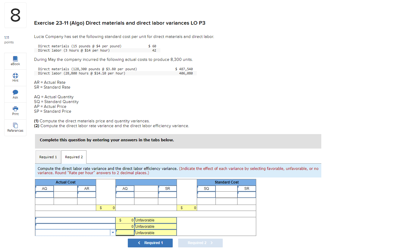 Solved Exercise 23-11 (Algo) Direct materials and direct | Chegg.com