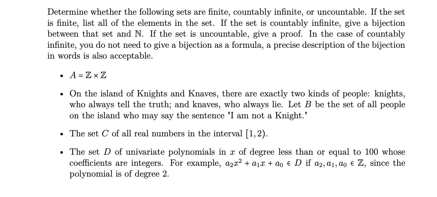 Solved Determine whether the following sets are finite, | Chegg.com