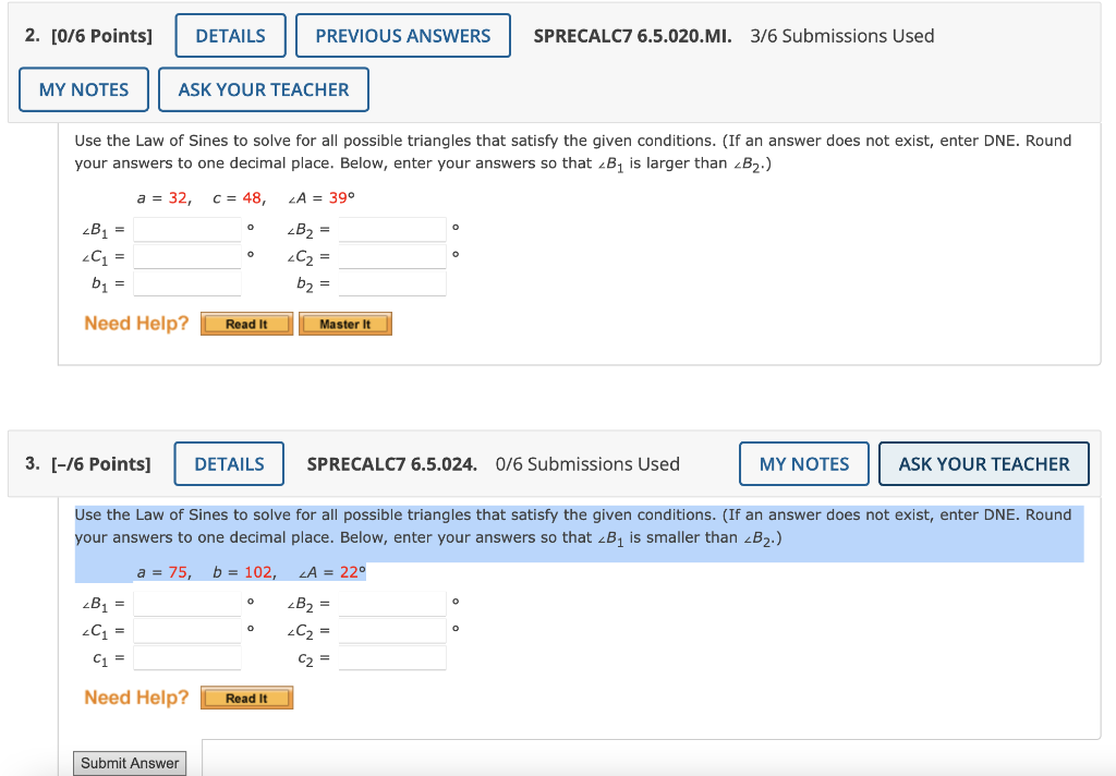 Solved 2. [0/6 Points) DETAILS PREVIOUS ANSWERS SPRECALC7 | Chegg.com