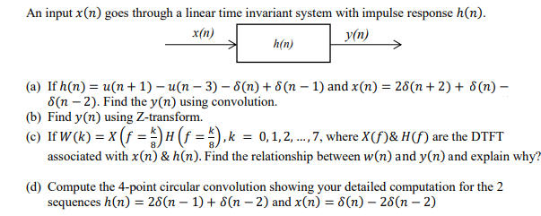 Solved An input x(n) goes through a linear time invariant | Chegg.com