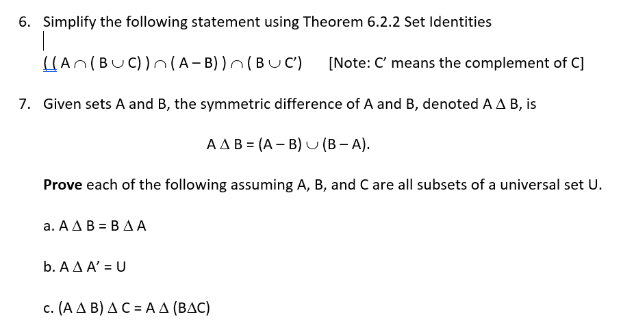 Solved Simplify the following statement using Theorem 6.2.2 | Chegg.com