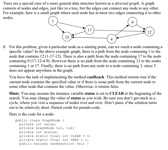 Solved Trees are a special case of a more general data | Chegg.com