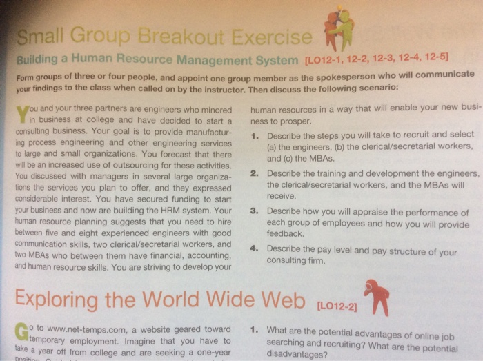 Solved Form groups of three or four people, and appoint one | Chegg.com