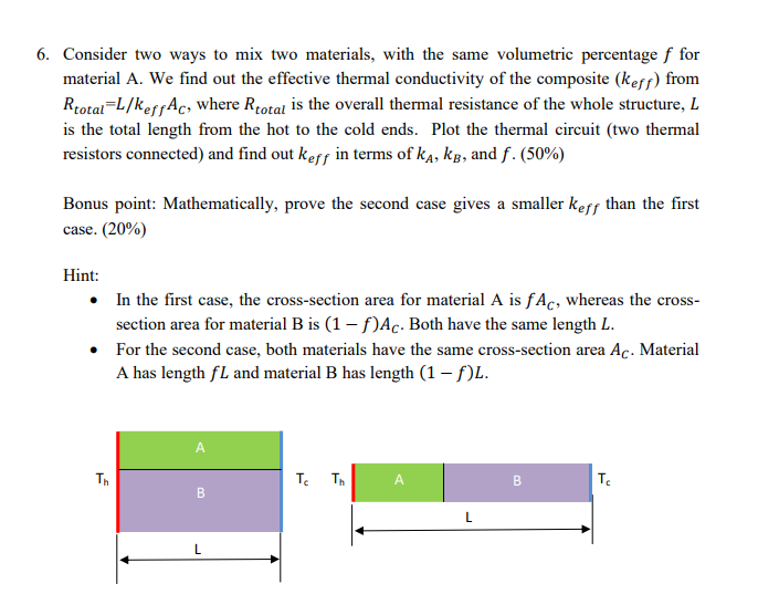 Solved 6. Consider two ways to mix two materials, with the | Chegg.com