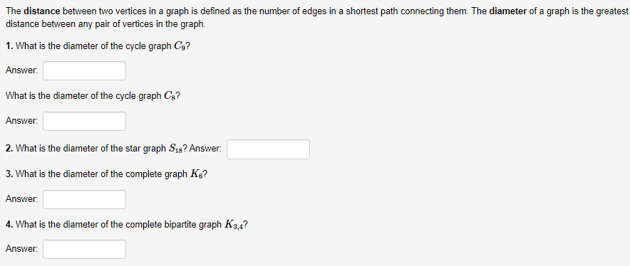 Solved The distance between two vertices in a graph is | Chegg.com