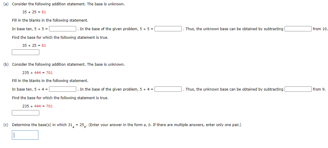 Solved (a) Consider the following addition statement. The | Chegg.com