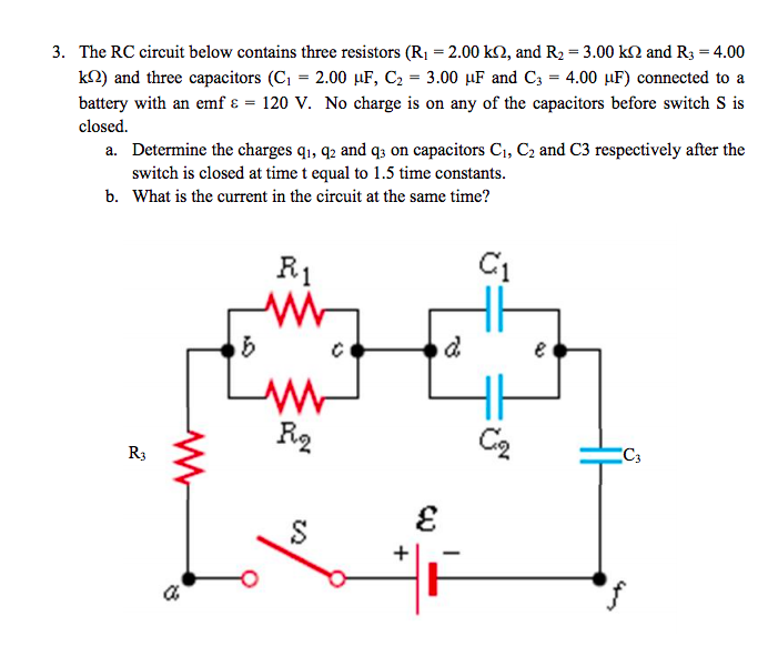 Solved 3. The RC circuit below contains three resistors (R1 | Chegg.com