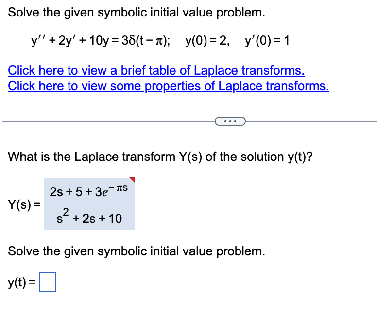 Solved Solve the given symbolic initial value problem. | Chegg.com