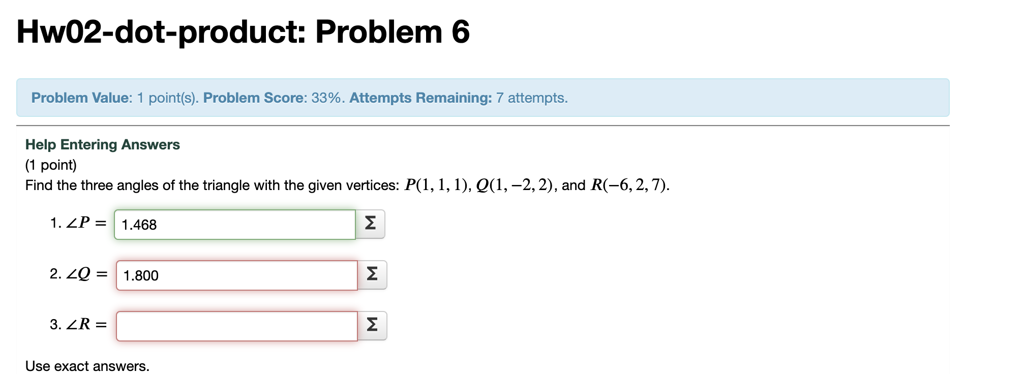 Solved HwO2-dot-product: Problem 6 Problem Value: 1 | Chegg.com