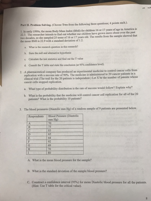 Solved Problem Solving. (Choose Two from the following three | Chegg.com