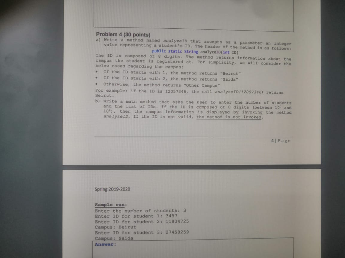 Solved Problem 4 (30 points) a) Write a method named | Chegg.com