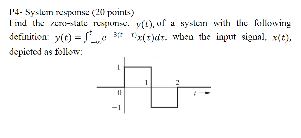 Solved P4- System response (20 points) Find the zero-state | Chegg.com