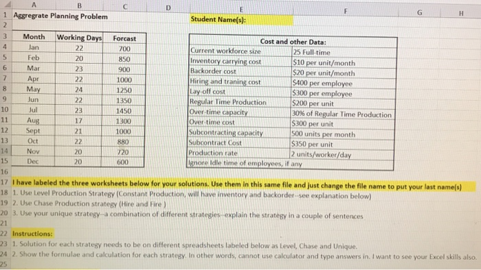 Solved Please also show the formulas used in excel for | Chegg.com