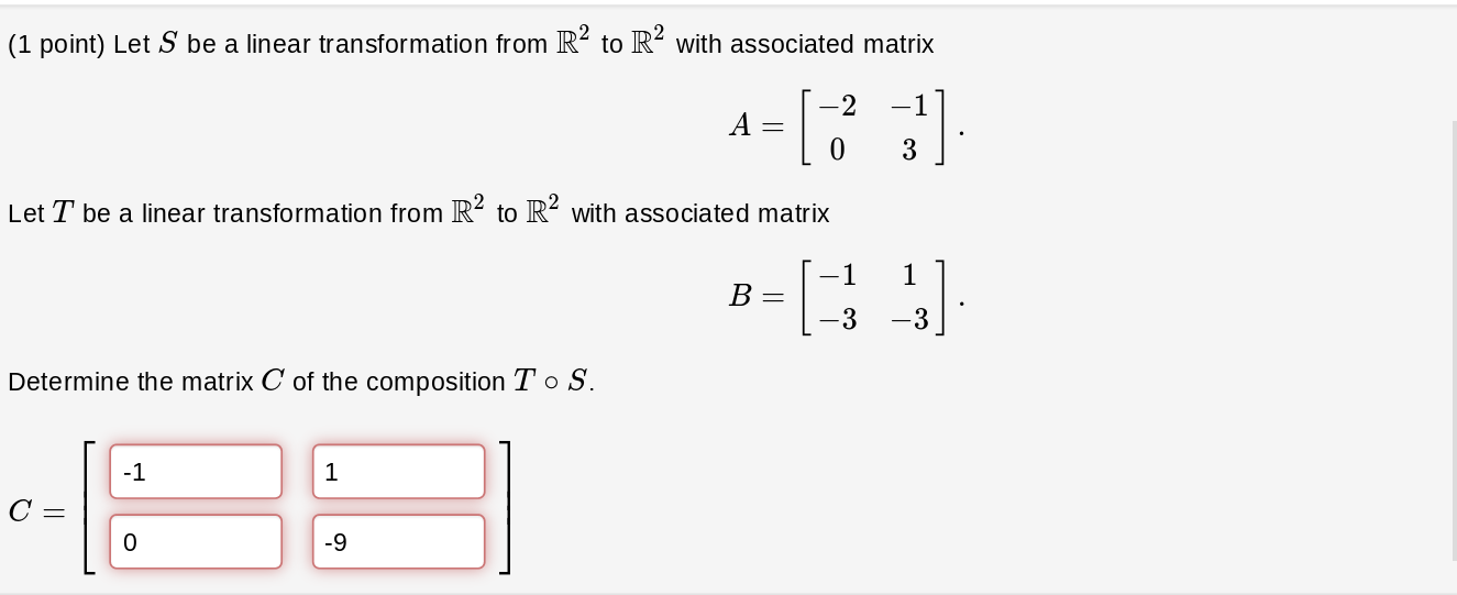 Solved (1 point) Let S be a linear transformation from R2 to | Chegg.com
