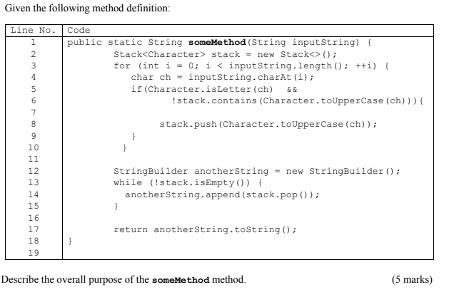 Solved Given the following method definition: Code public | Chegg.com