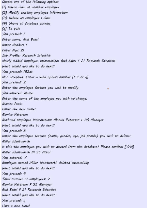 Solved Employee Database Implementation Problem | Chegg.com