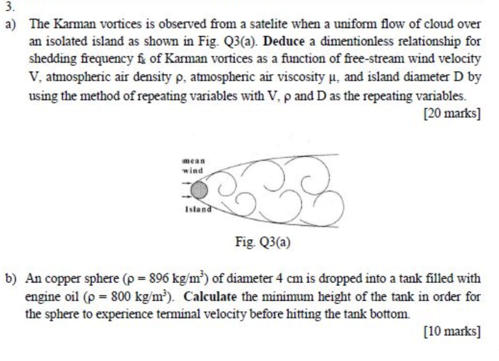 The Karman vortices is observed from a satelite when | Chegg.com