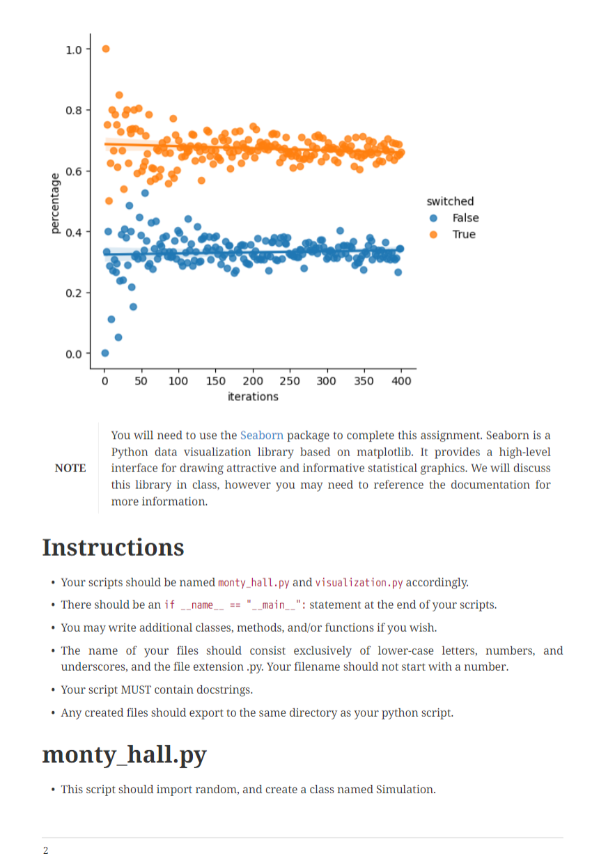 Solved Homework: Monty Hall Simulation Table of Contents 1 2 | Chegg.com