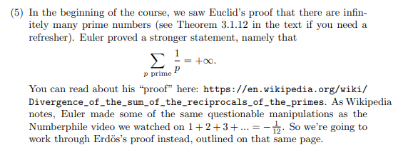 Solved (5) In the beginning of the course, we saw Euclid's | Chegg.com