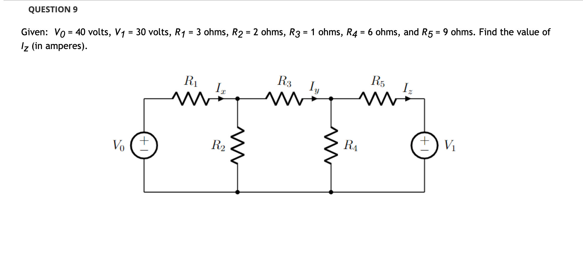 Solved Given: V0=23 volts, R1=5 ohms, R2=3 ohms, R3=8 ohms, | Chegg.com