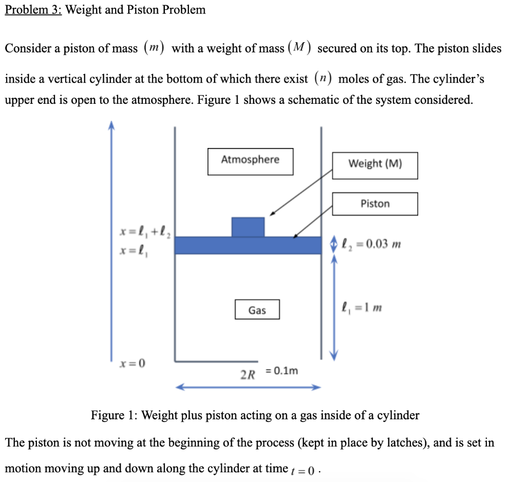 Problem 3: Weight and Piston Problem Consider a | Chegg.com