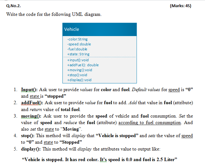 Solved (Marks: 45) Q.No.2. Write the code for the following | Chegg.com
