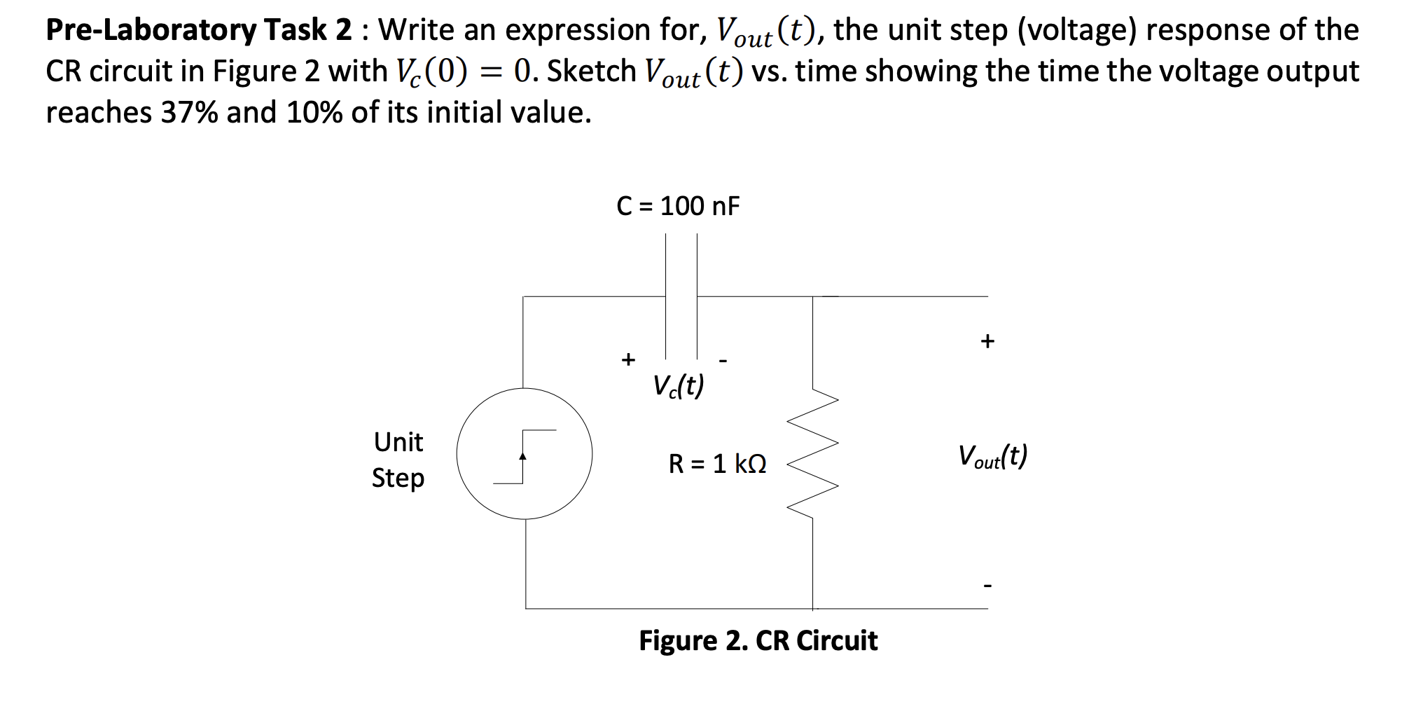 Solved Pre-Laboratory Task 2 : Write an expression for, Vout | Chegg.com