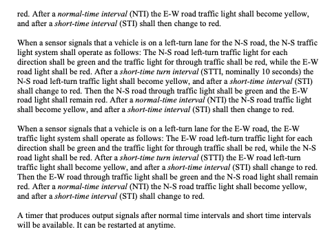 Solved Problem Design a traffic light system for a College | Chegg.com