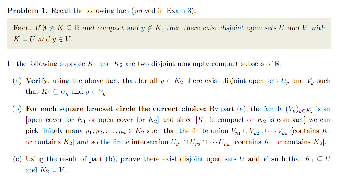 Solved Problem 1. Recall the following fact (proved in Exam | Chegg.com