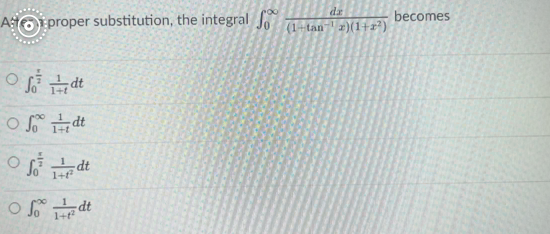 Solved As (0) ﻿proper substitution, the integral | Chegg.com