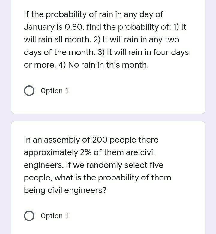 Solved If the probability of rain in any day of January is | Chegg.com