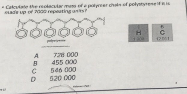 Solved Calculate the molecular mass of a polymer chain of | Chegg.com