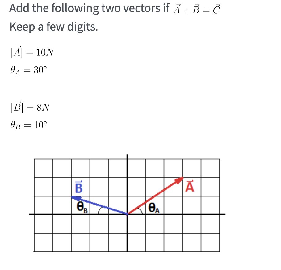 Solved Add the following two vectors if A+B=C Keep a few | Chegg.com Solved Add the following two vectors if A+B=C Keep a few | Chegg.com