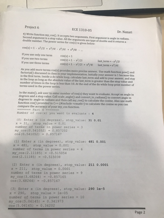 Solved Project 6 ECE 1310-05 Dr. Nazari This project will | Chegg.com