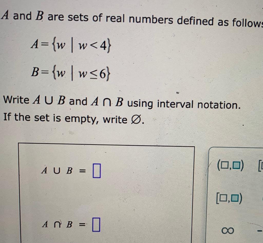 Solved A and B are sets of real numbers defined as follows | Chegg.com